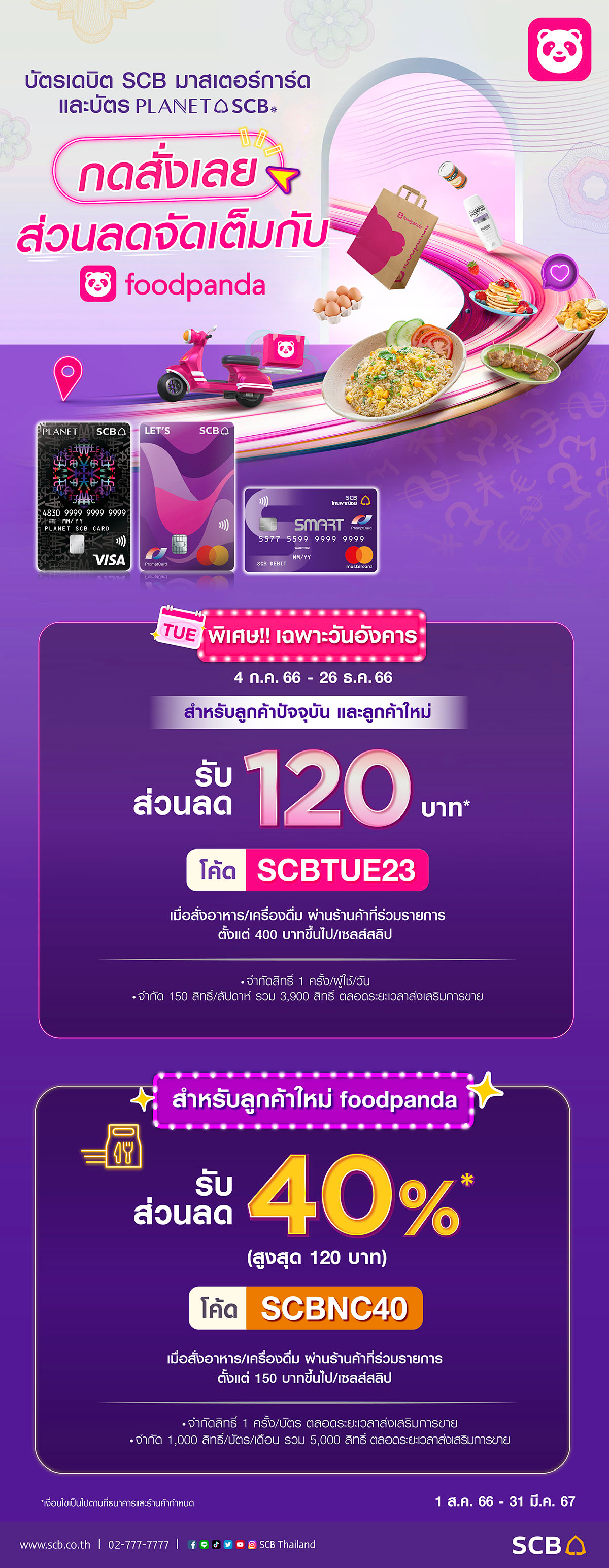 ส่วนลดจัดเต็มทุกวันอังคารและลูกค้าใหม่ ที่แอป foodpanda