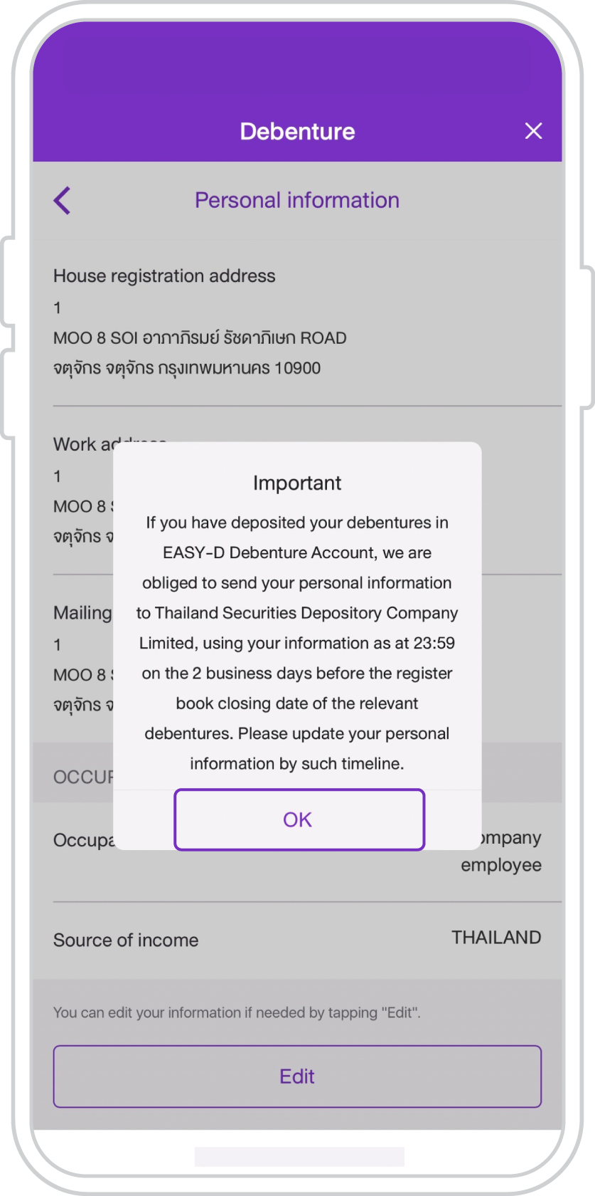 Edit Persona information