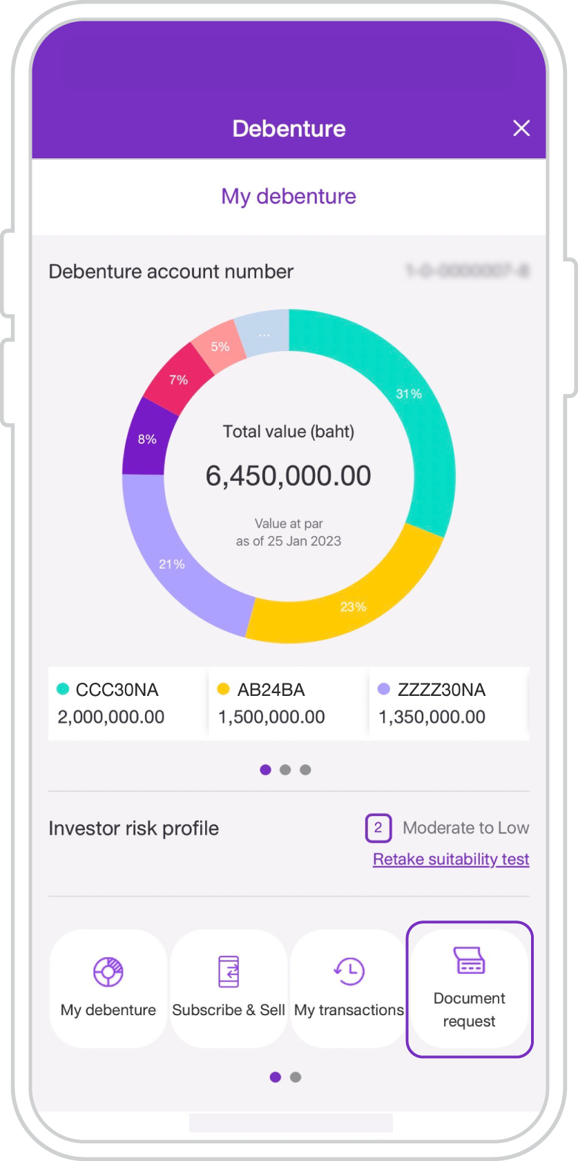 Request for Statement of Debenture Deposited