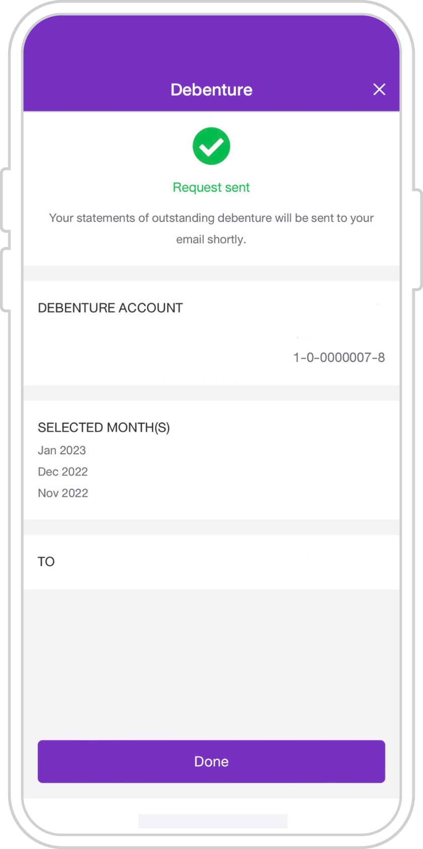 Request for Statement of Debenture Deposited
