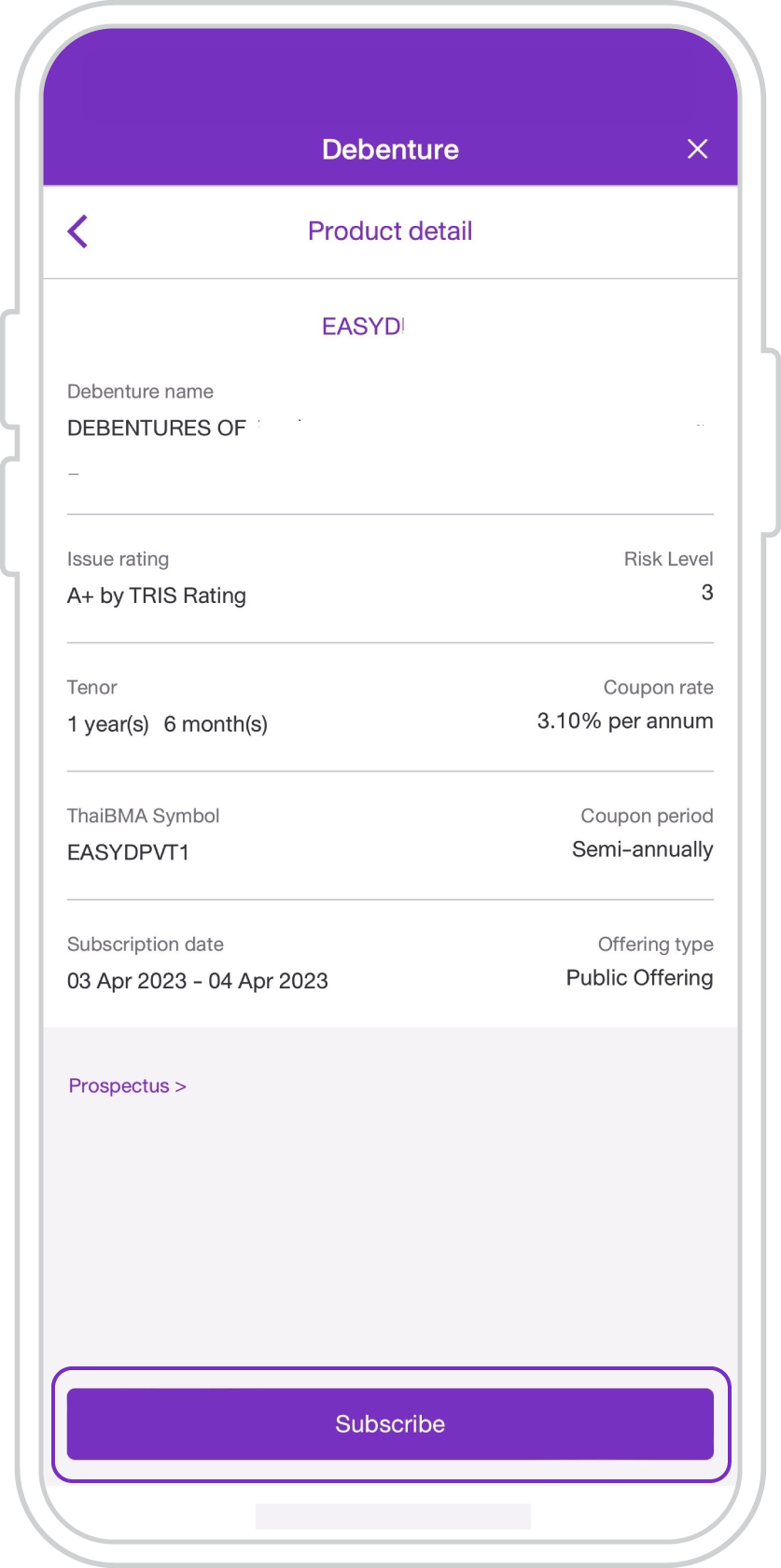 Debenture Subscription and Debenture Deposit in the EASY-D Debenture ...