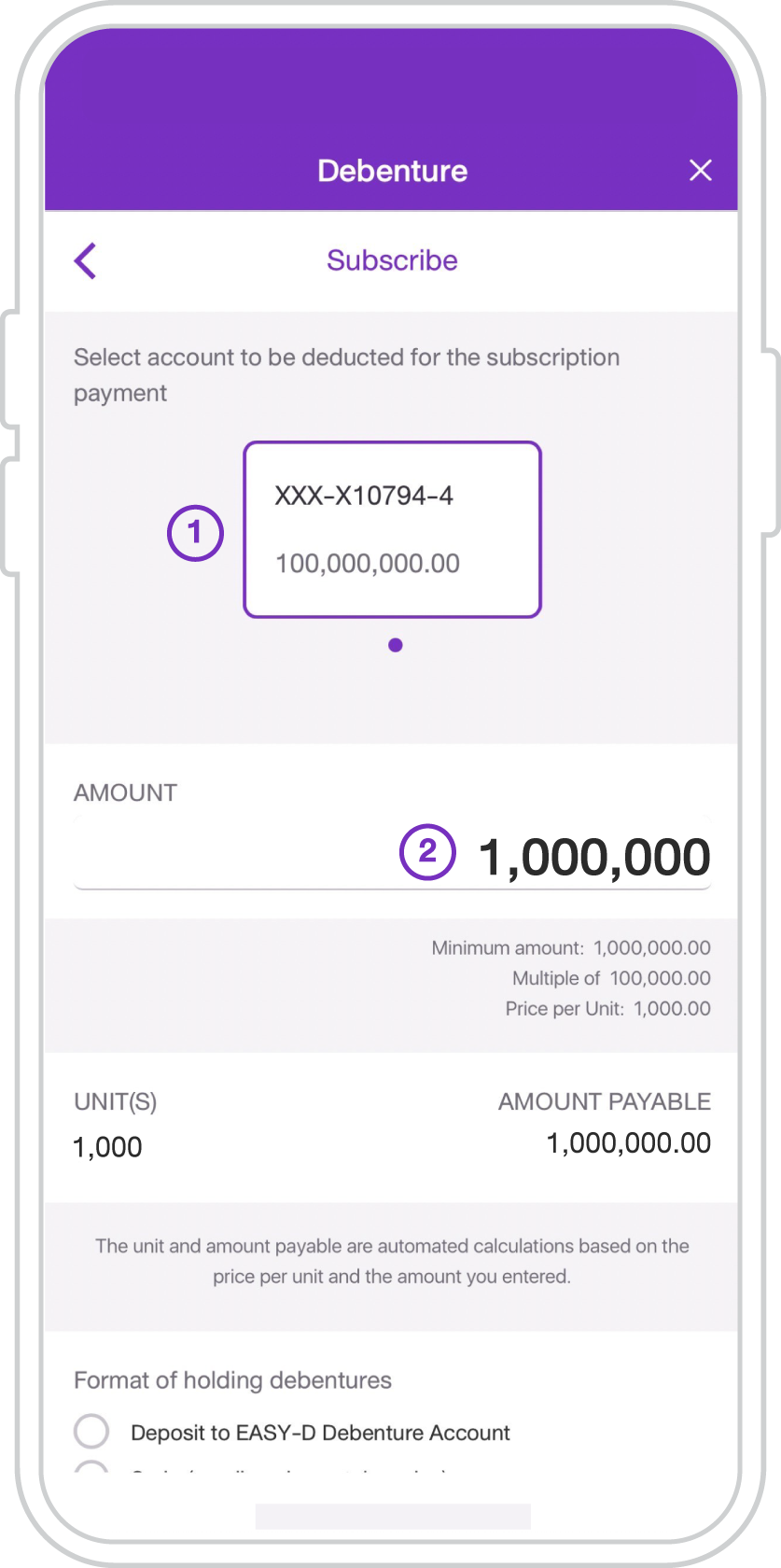 Debenture Subscription and Debenture Deposit in the EASY-D Debenture ...