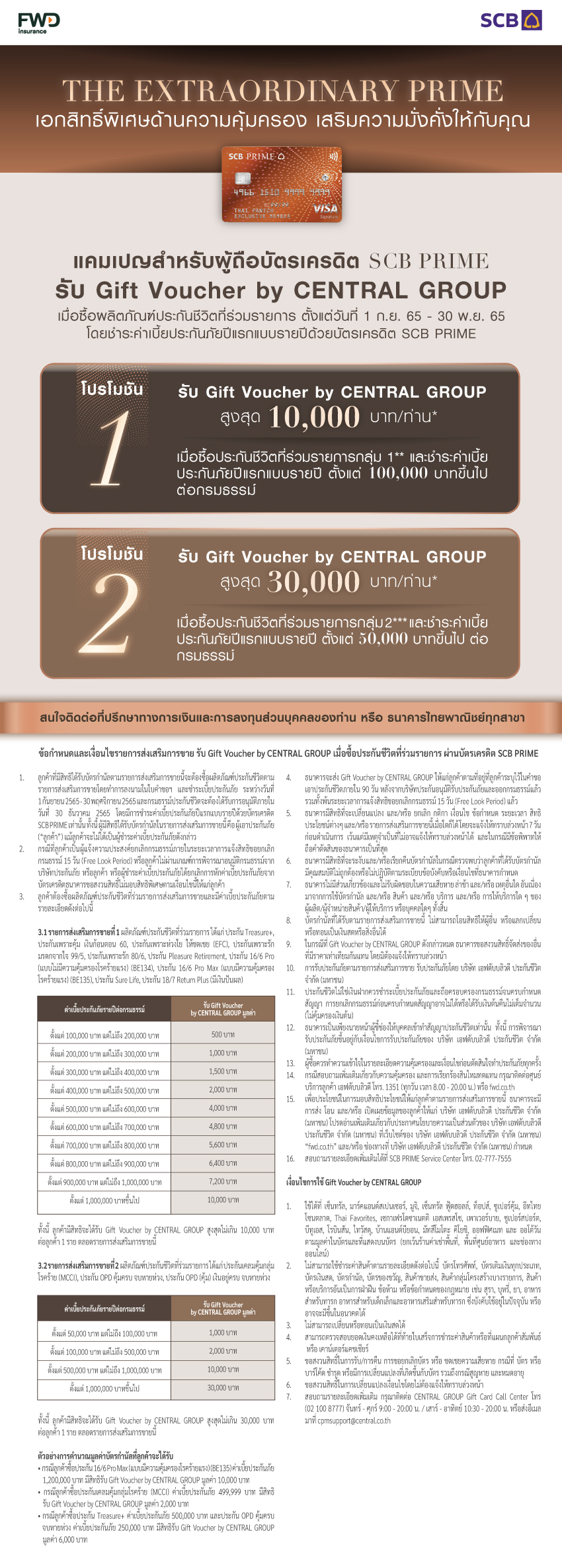 สมาชิก SCB PRIME รับสิทธิพิเศษเมื่อซื้อผลิตภัณฑ์ประกันชีวิตที่ร่วมรายการ